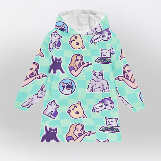 Iconic Cat Memes Blanket Hoodie Snug Savvy