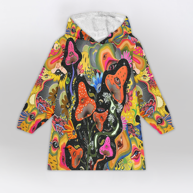 Mushroom Mystic Eyes Blanket Hoodie Snug Savvy
