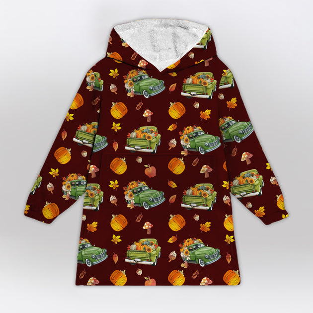 Harvest Festival Truck Blanket Hoodie Snug Savvy