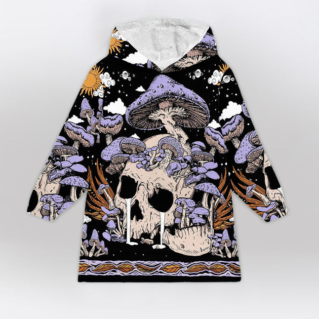 Mushroom Skeleton Blanket Hoodie Snug Savvy